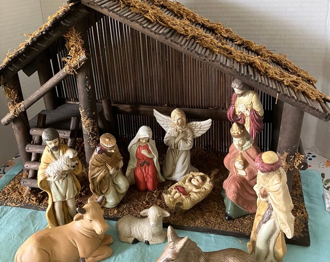 Nativity Set 11 Figures With Creche - Etsy