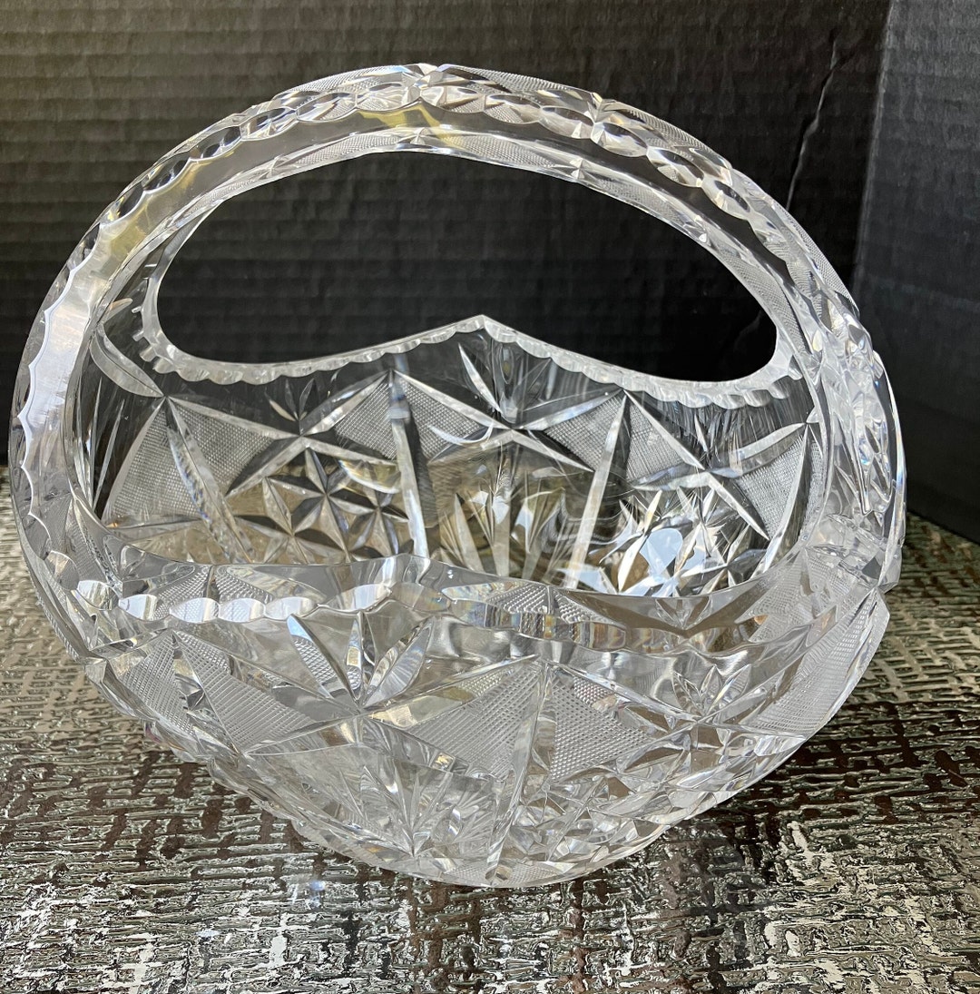 Crystal Glass Basket With Handle - Etsy