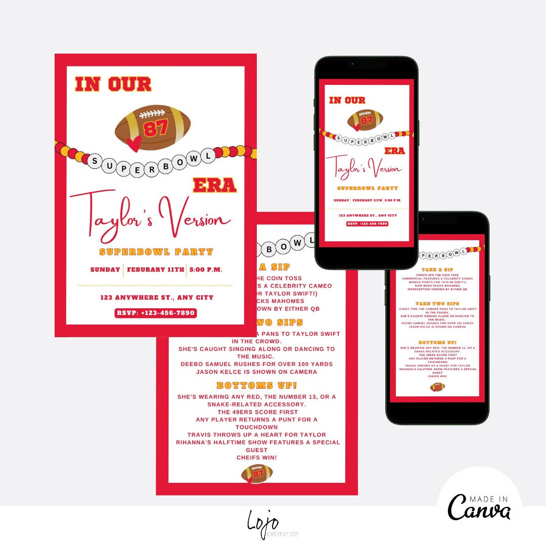 Taylor Swift Superbowl Party Invitation Superbowl Game Taylor Swift ...