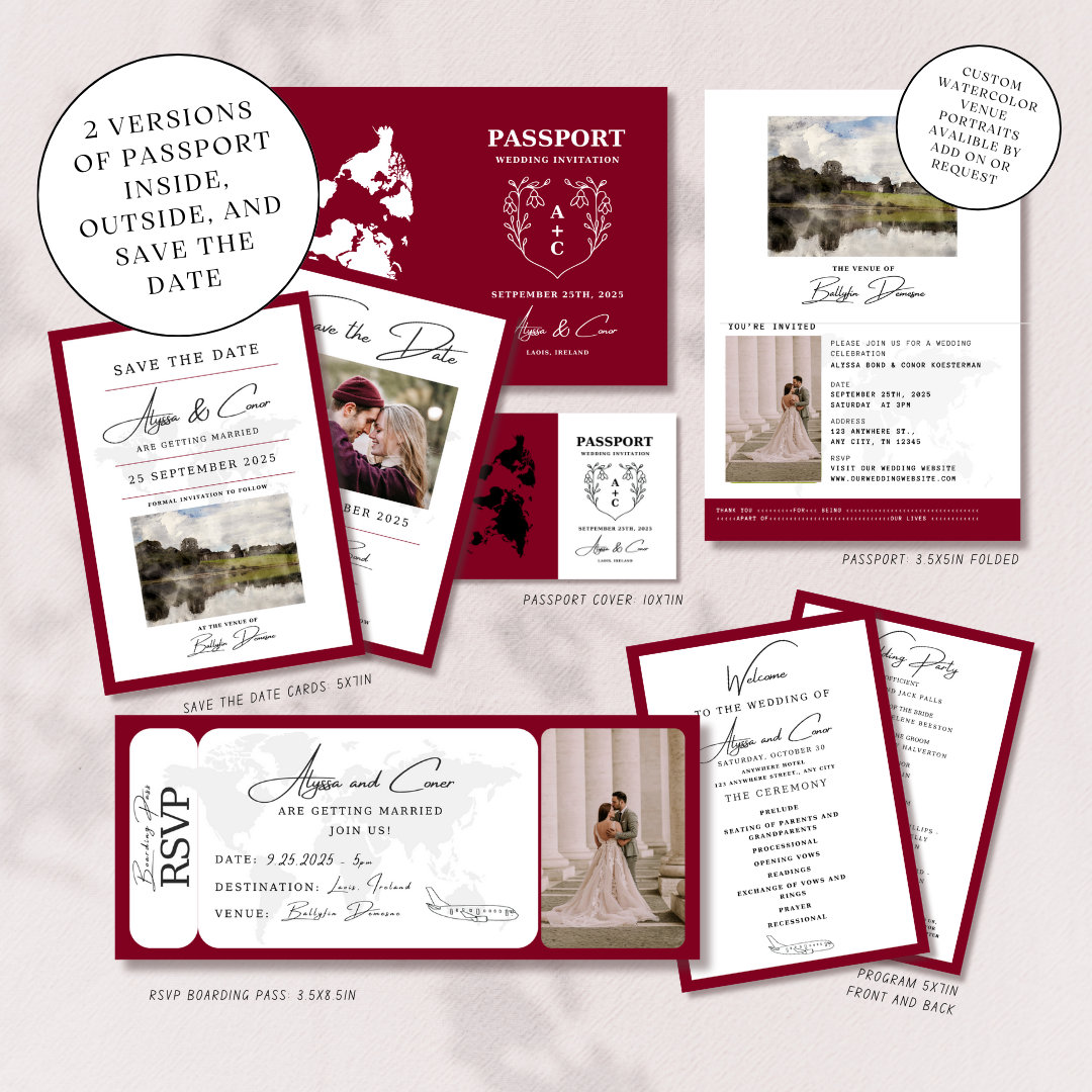 Passport Wedding Bundle! DIY Invites & Boarding Passes | Passport ...