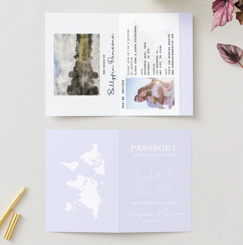 Passport Wedding Bundle Passport Invitations Boarding Passes Passport ...
