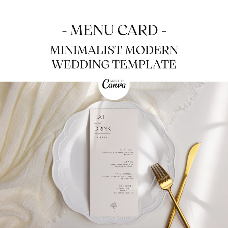 Wedding Menu Template Wedding Menu Card Modern Wedding - Etsy