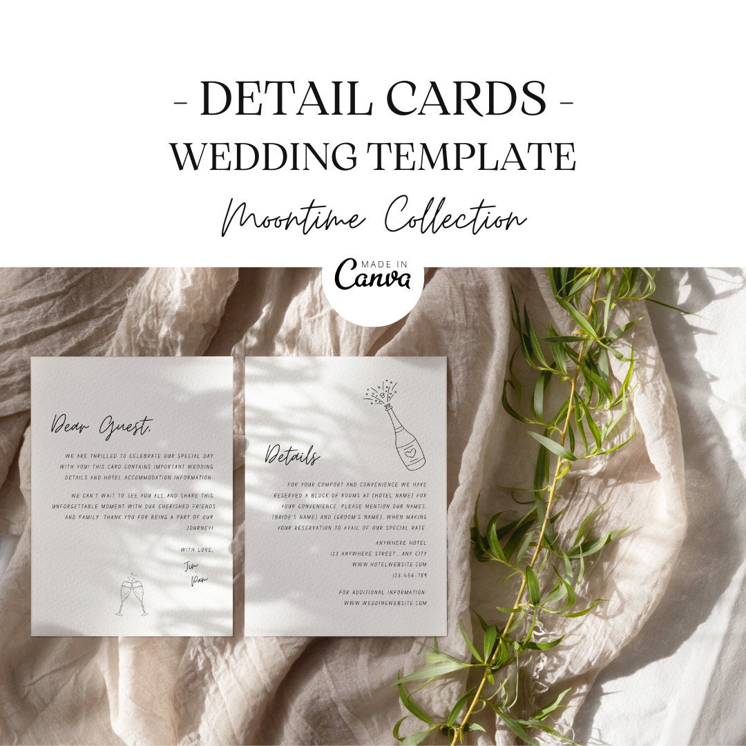 Wedding Details Card Template Detail Cards Wedding Modern Wedding ...