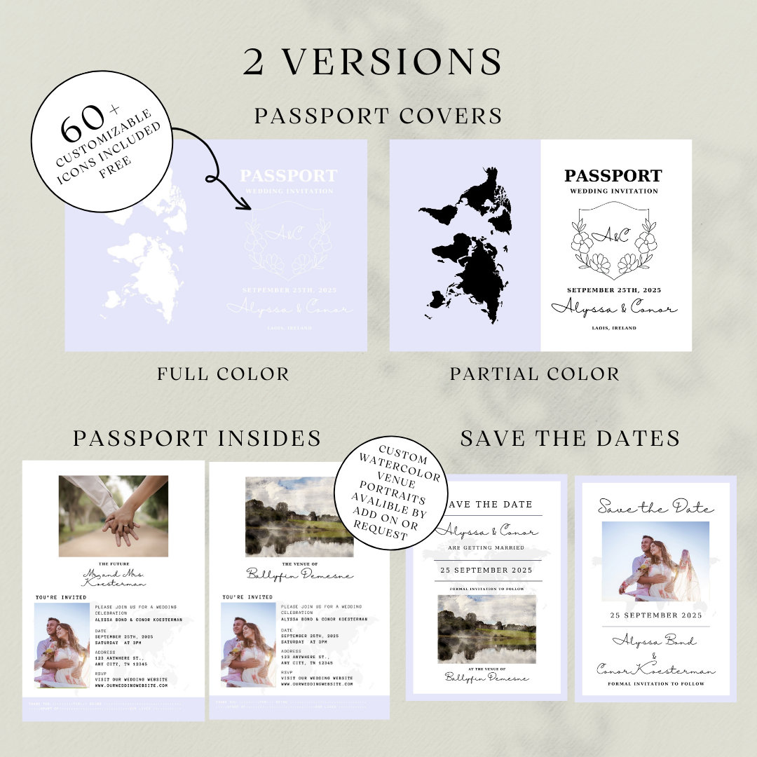 Passport Wedding Bundle Passport Invitations Boarding Passes Passport ...