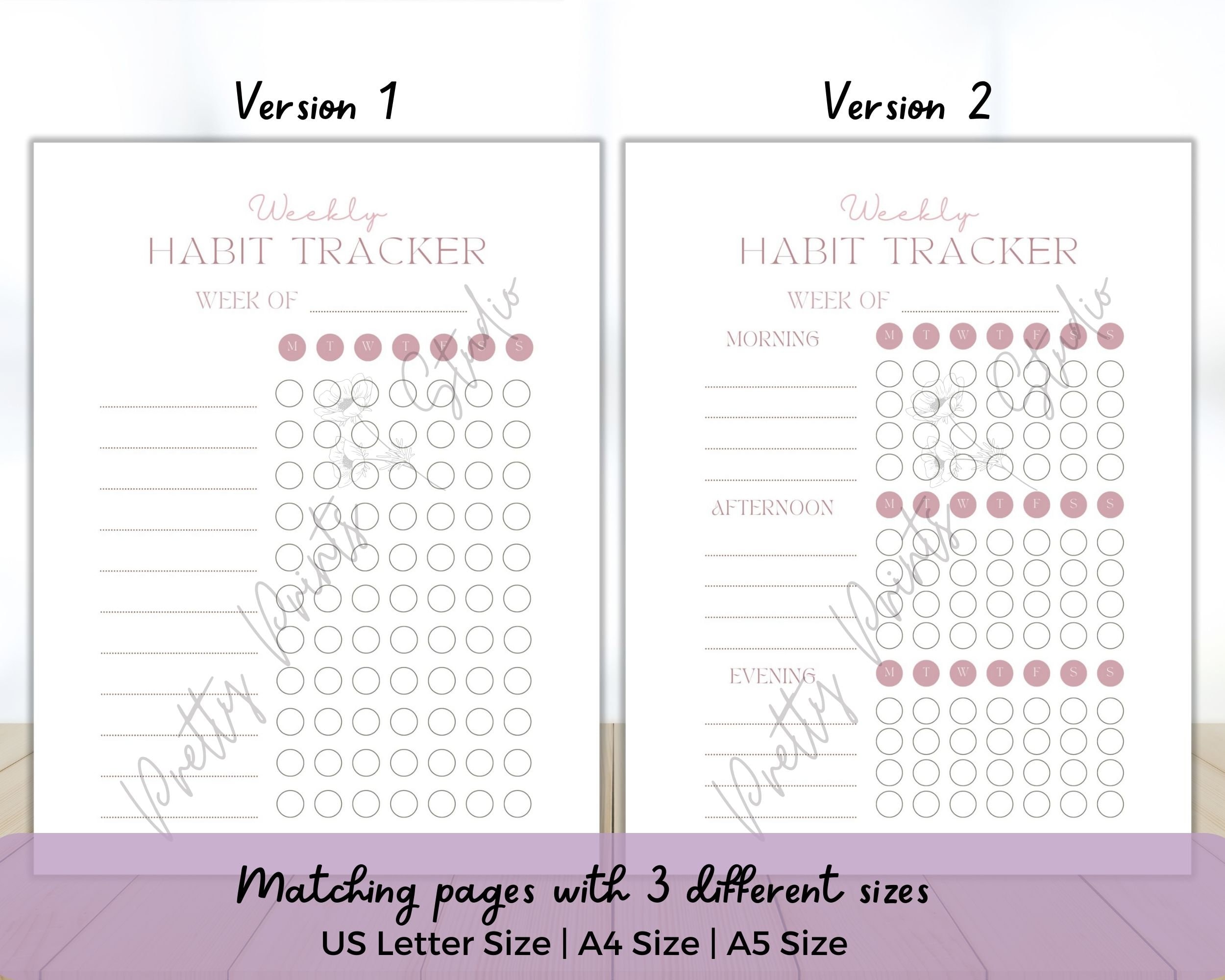Weekly Habit Tracker, Minimalist Habit Tracker, Simple Habit Checklist ...