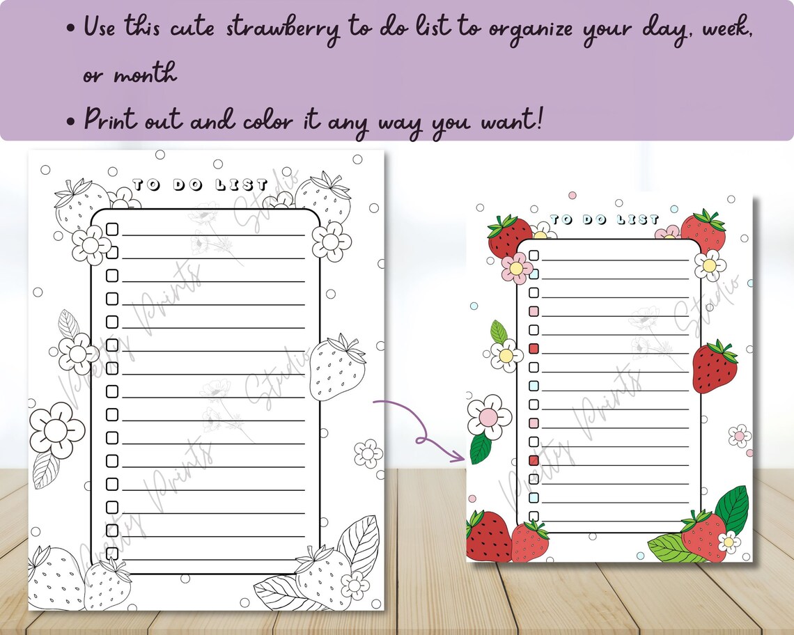 Printable Coloring To-do List, Productivity Checklist, Daily Organizer ...