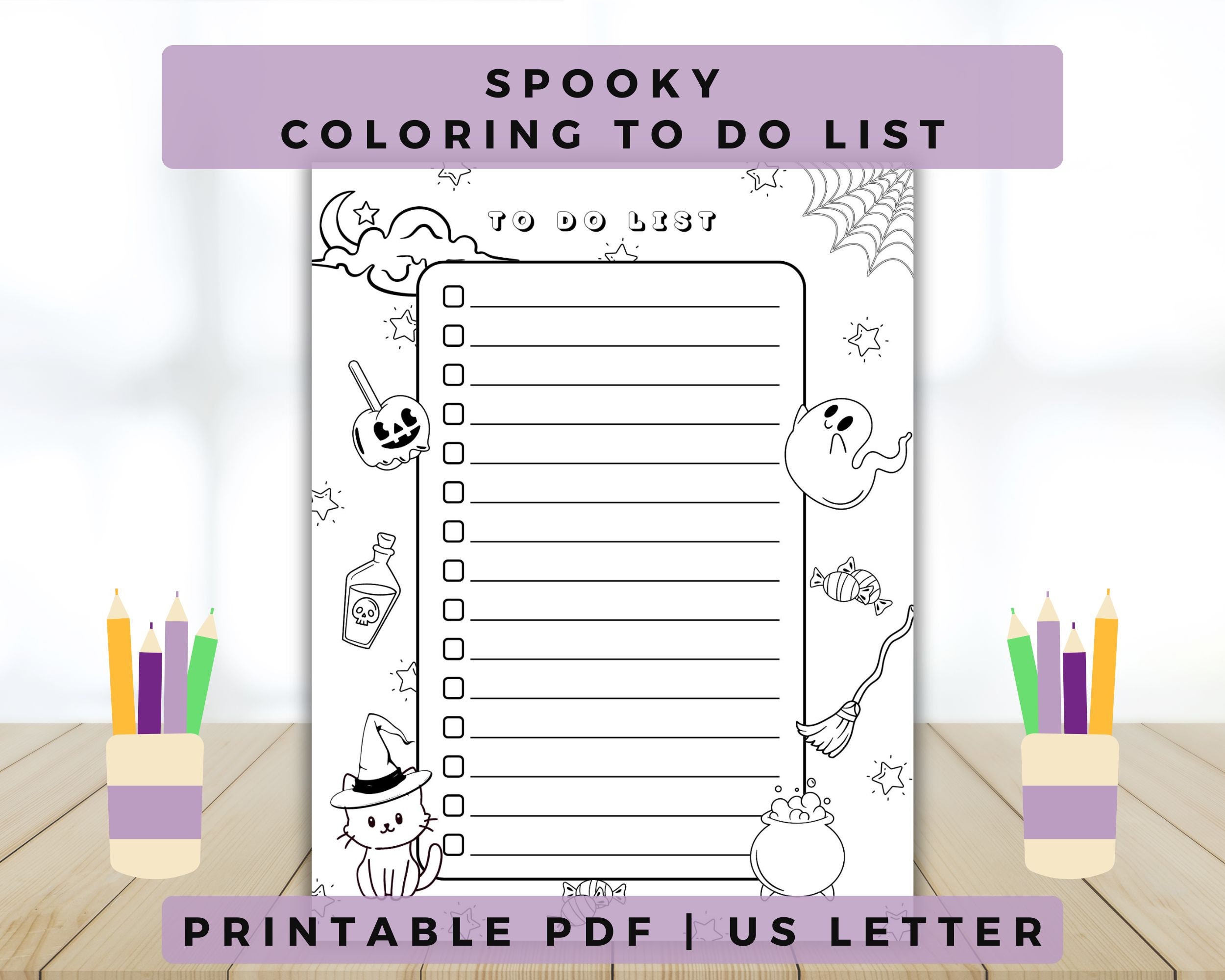 Printable Halloween Coloring To-do List, Productivity Checklist, Daily ...