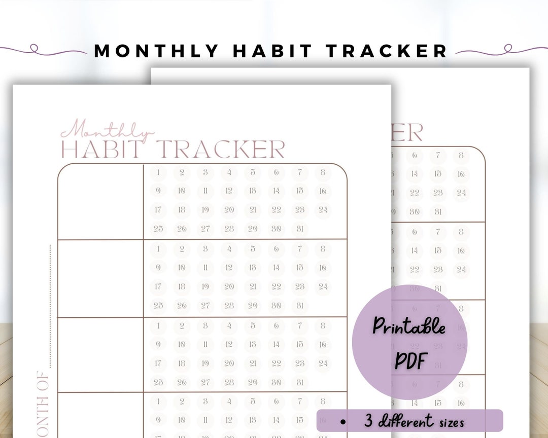 Minimalist Monthly Habit Tracker, Simple Habit Tracker Printable ...