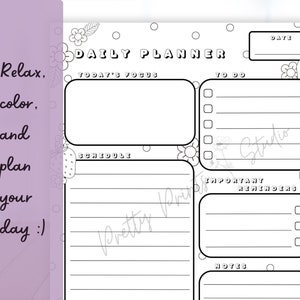 Printable Coloring Daily Planner, Productivity Planner, Daily Organizer ...