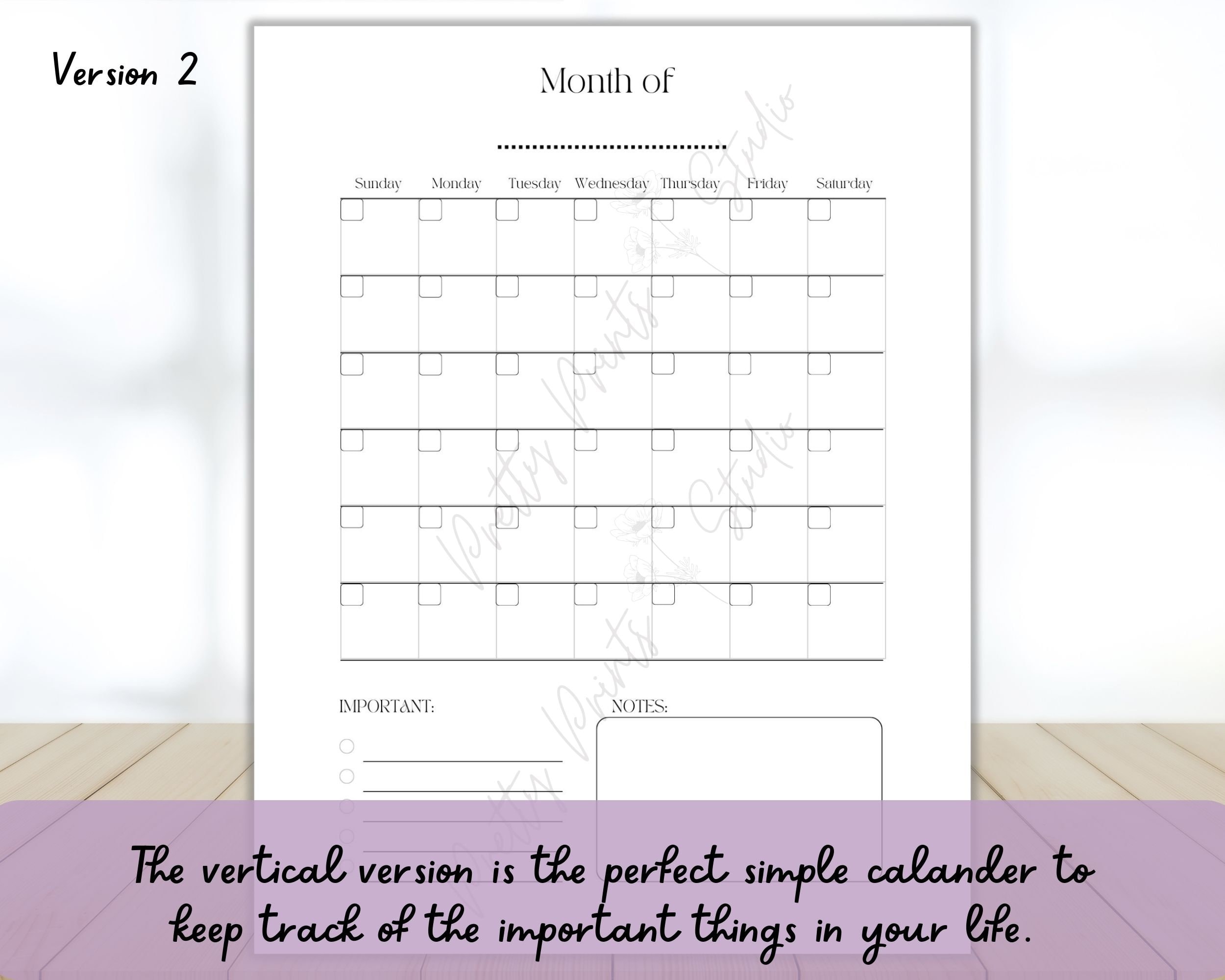Minimalist Monthly Plan, Undated Monthly Calendar, Productivity Planner ...