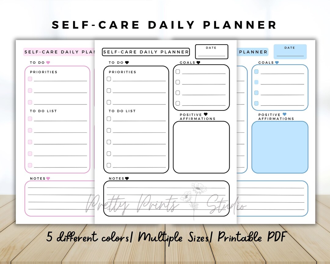 Self-care Daily Planner for Productivity and Self-love, Daily Printable ...