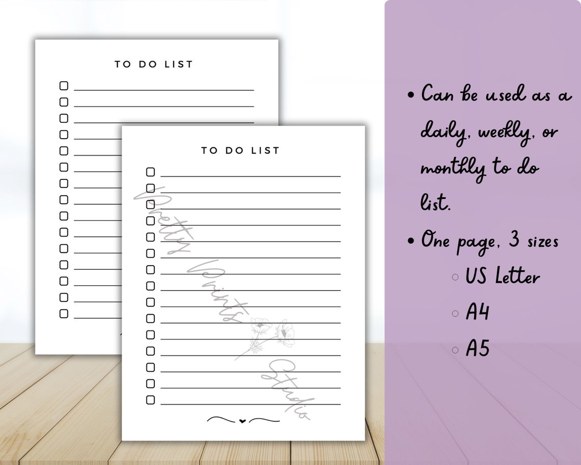 Minimalist To-do List Printable, Simple Task List, Daily Productivity ...