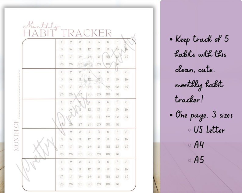 Minimalist Monthly Habit Tracker, Simple Habit Tracker Printable ...