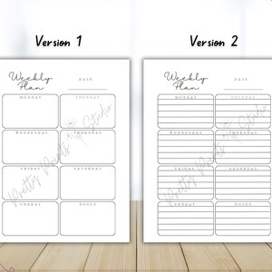 Minimalist Weekly Planner Printables, Weekly Organizers, Weekly Agenda ...