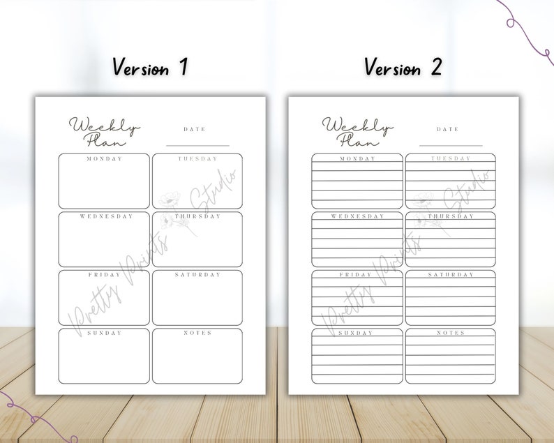 Minimalist Weekly Planner Printables, Weekly Organizers, Weekly Agenda ...