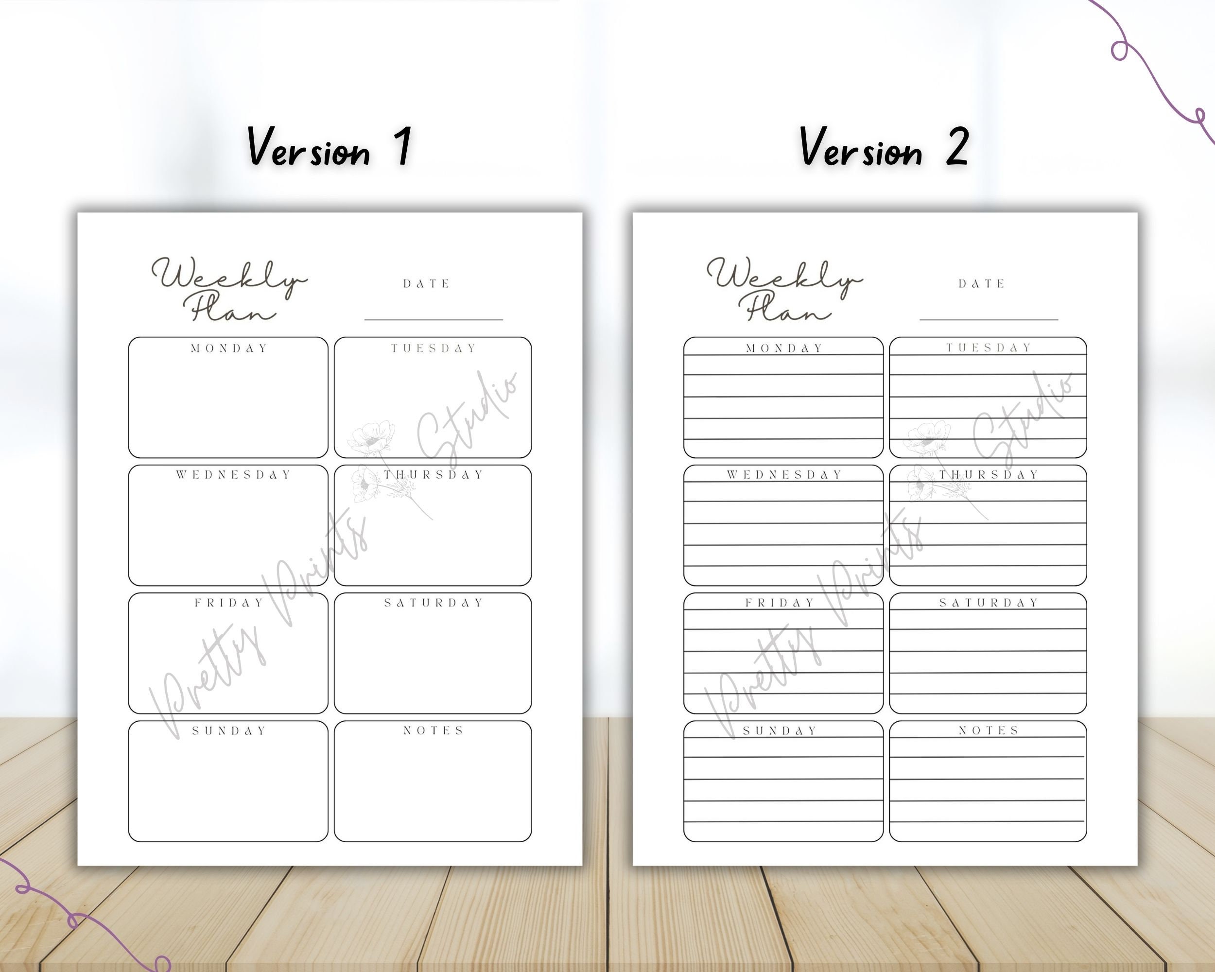 Minimalist Weekly Planner Printables, Weekly Organizers, Weekly Agenda ...