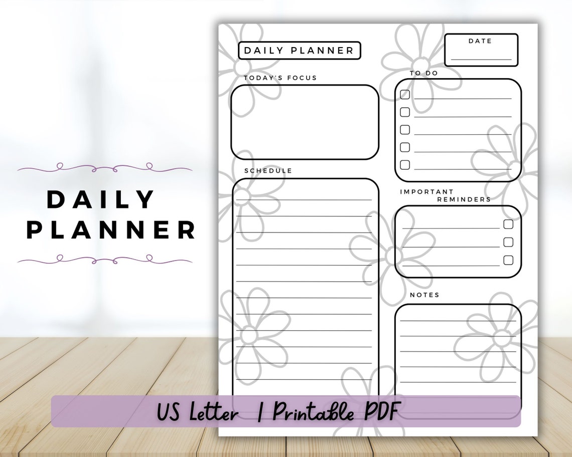 Printable Daily Planner, Productivity Planner, Daily Organizer PDF ...