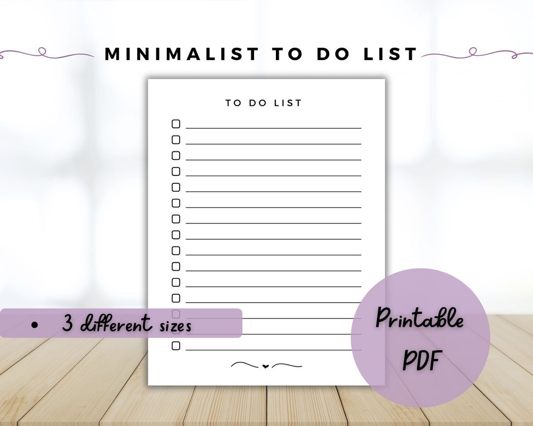 Minimalist To-do List Printable, Simple Task List, Daily Productivity ...