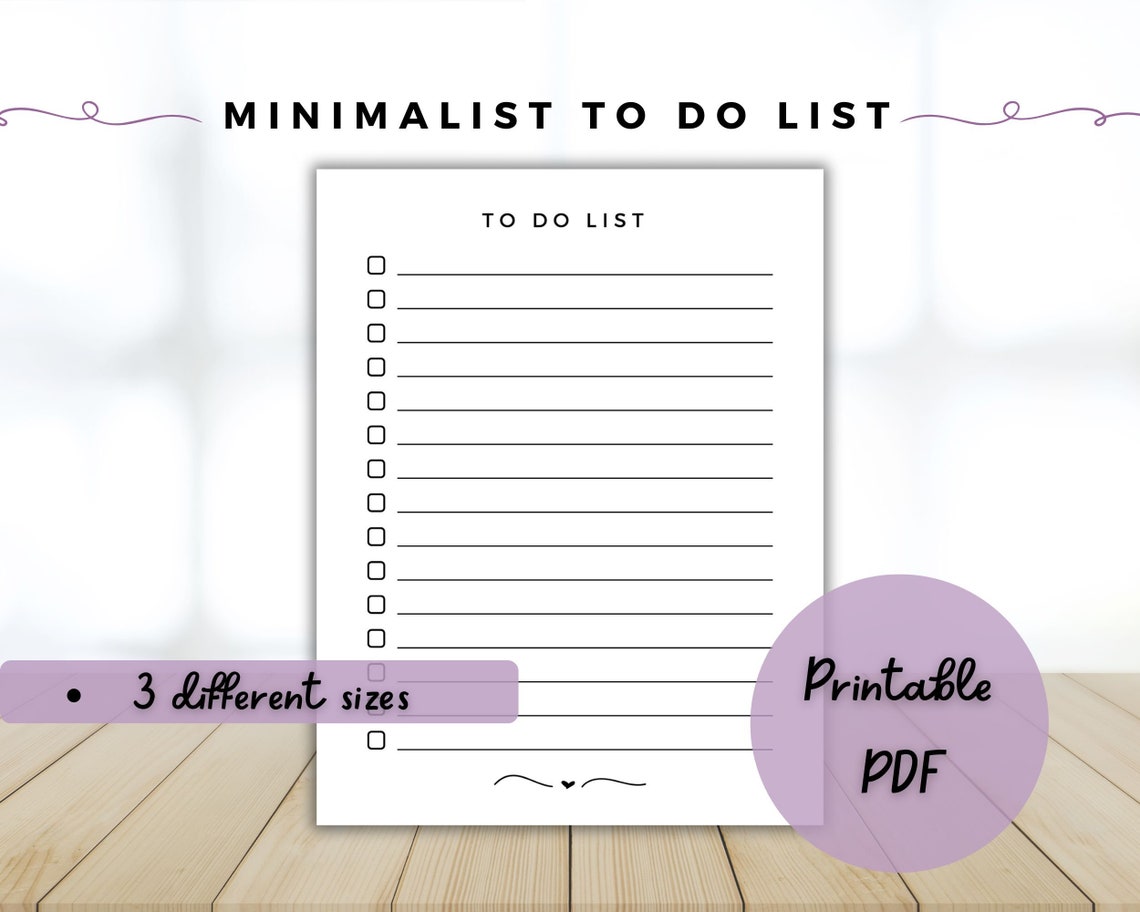 Minimalist To-do List Printable, Simple Task List, Daily Productivity ...