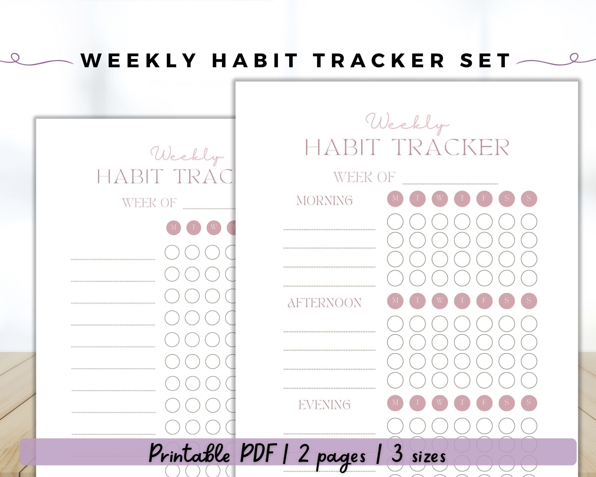 Weekly Habit Tracker, Minimalist Habit Tracker, Simple Habit Checklist ...