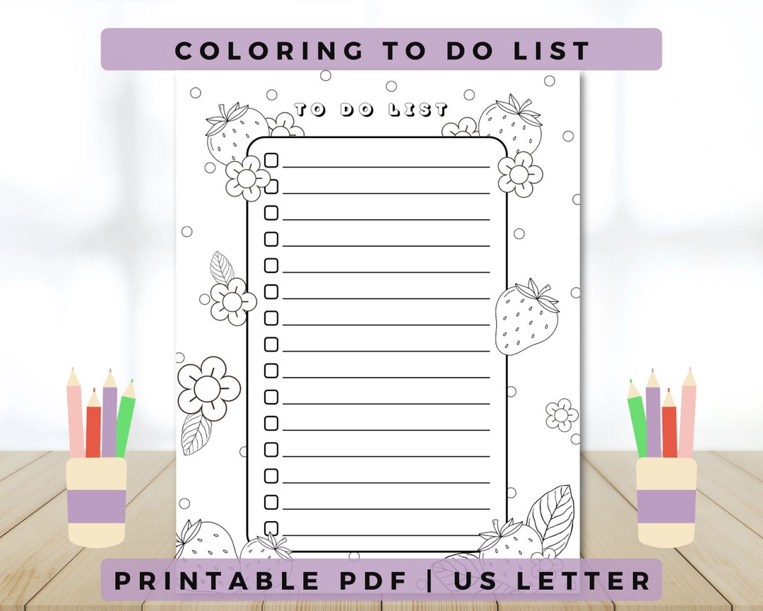 Printable Coloring To-do List, Productivity Checklist, Daily Organizer ...
