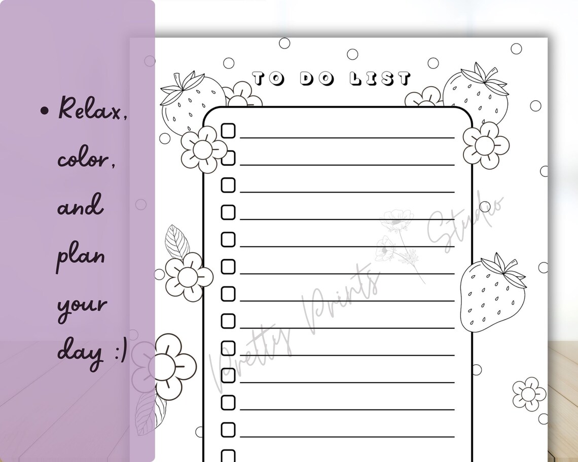 Printable Coloring To-do List, Productivity Checklist, Daily Organizer ...