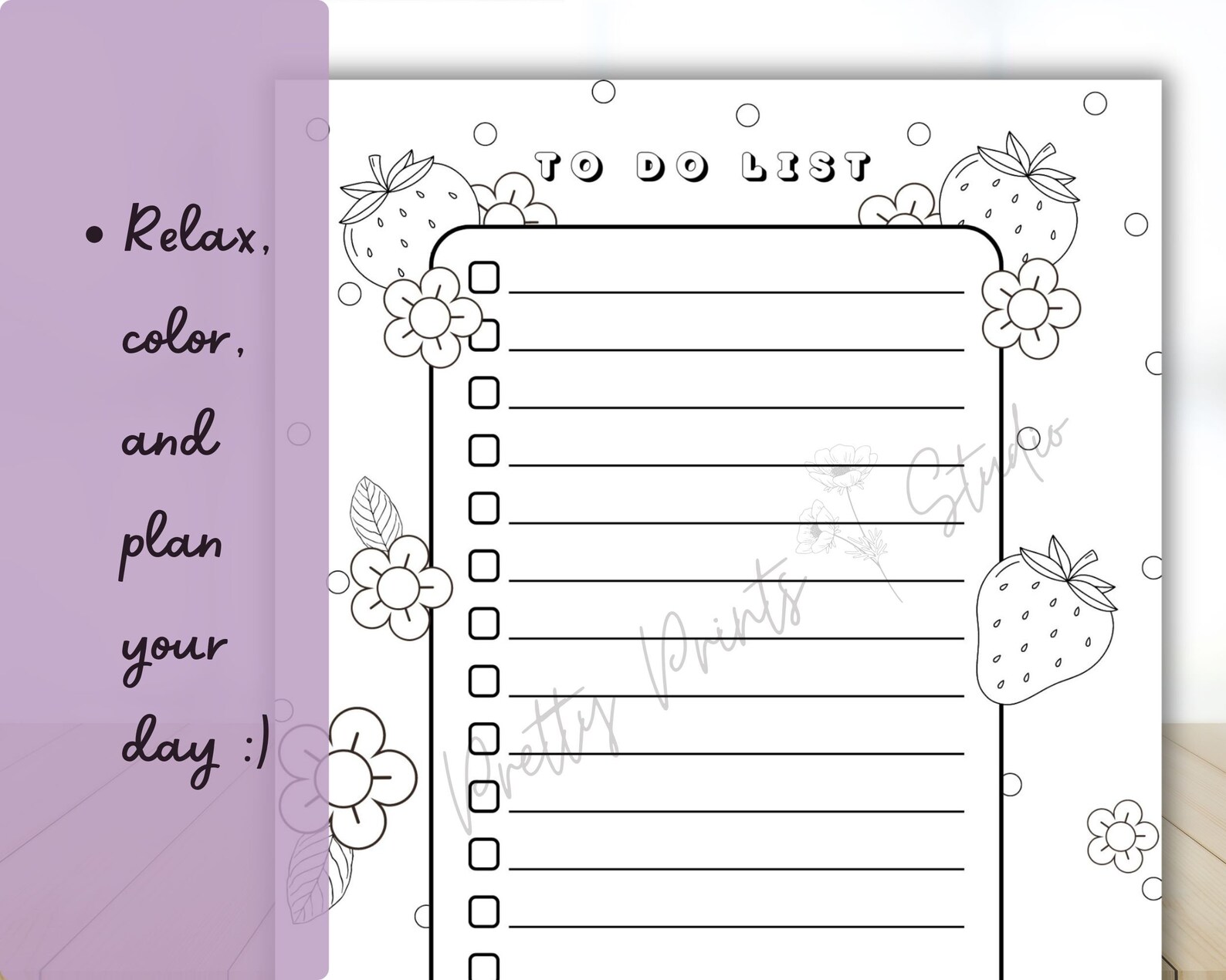 Printable Coloring To-do List, Productivity Checklist, Daily Organizer ...