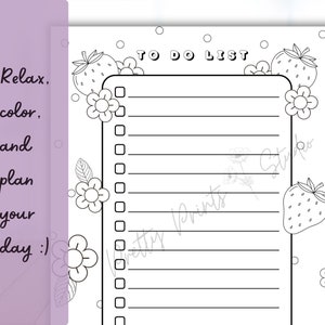 Printable Coloring To-do List, Productivity Checklist, Daily Organizer ...