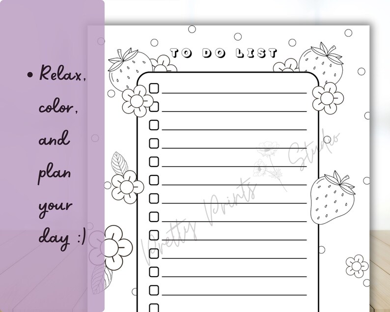 Printable Coloring To-do List, Productivity Checklist, Daily Organizer ...