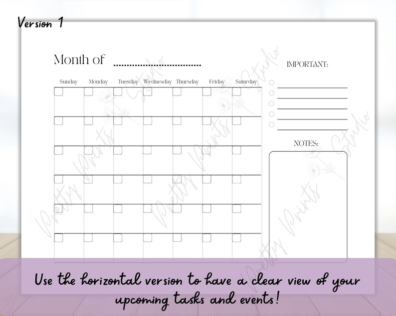 Minimalist Monthly Plan, Undated Monthly Calendar, Productivity Planner ...