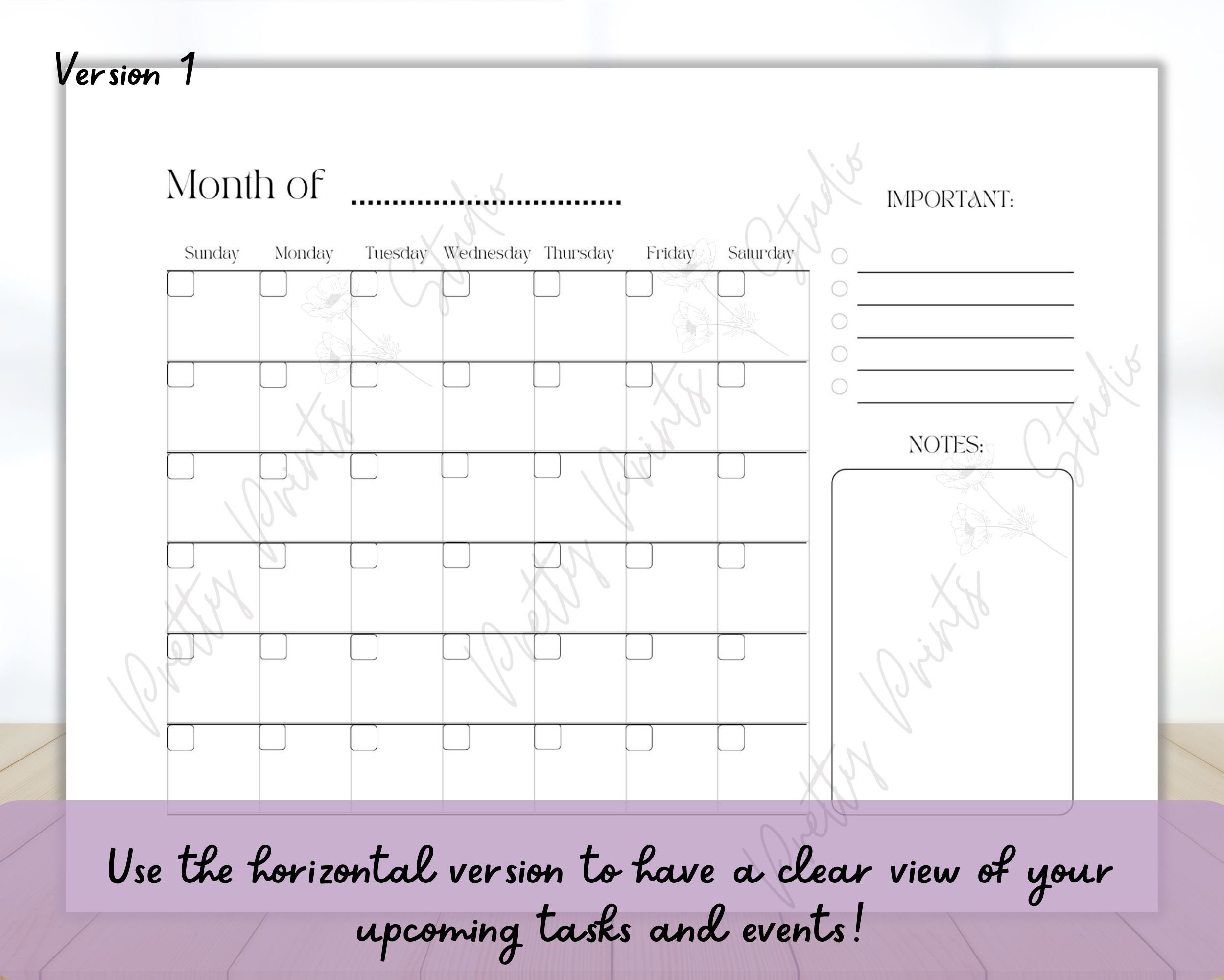 Minimalist Monthly Plan, Undated Monthly Calendar, Productivity Planner ...
