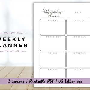Minimalist Weekly Planner Printables, Weekly Organizers, Weekly Agenda ...
