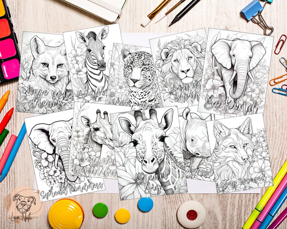 Animal Coloring Pages Flowers and Animals Inspirational Quotes Adult ...