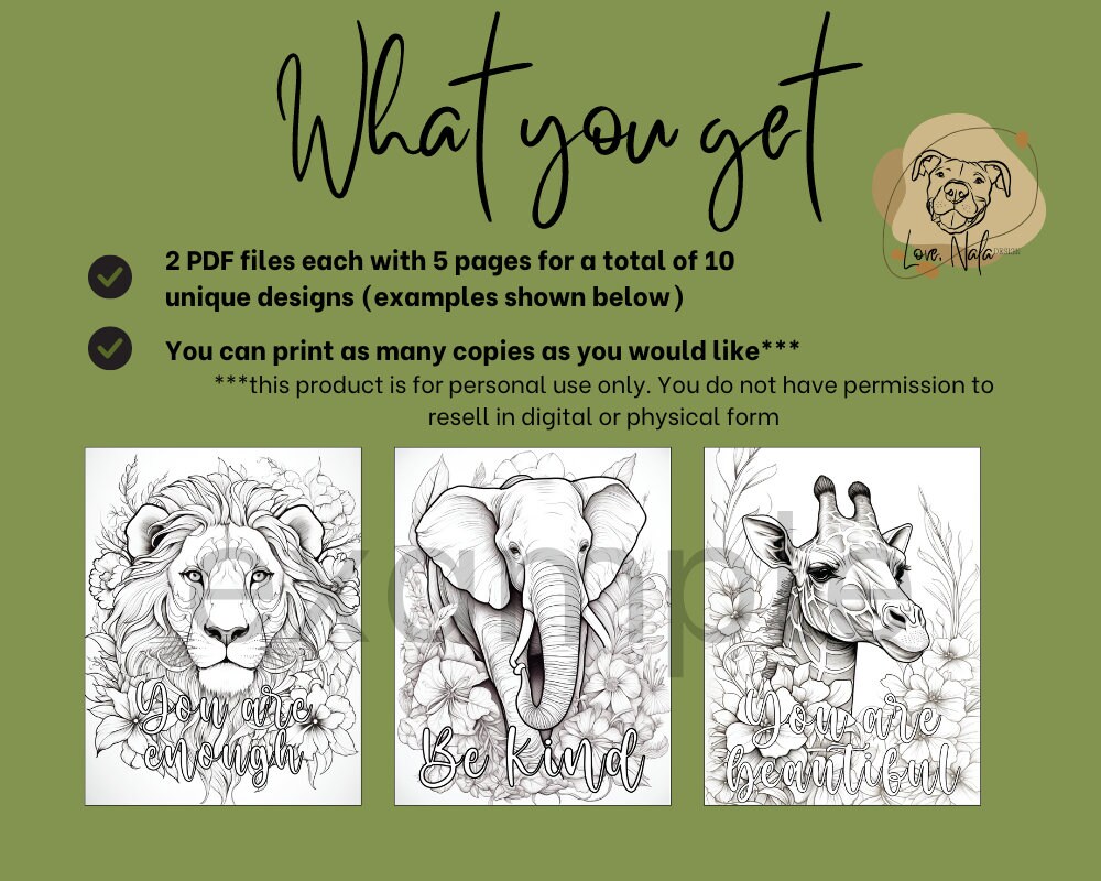 Animal Coloring Pages Flowers and Animals Inspirational Quotes Adult ...