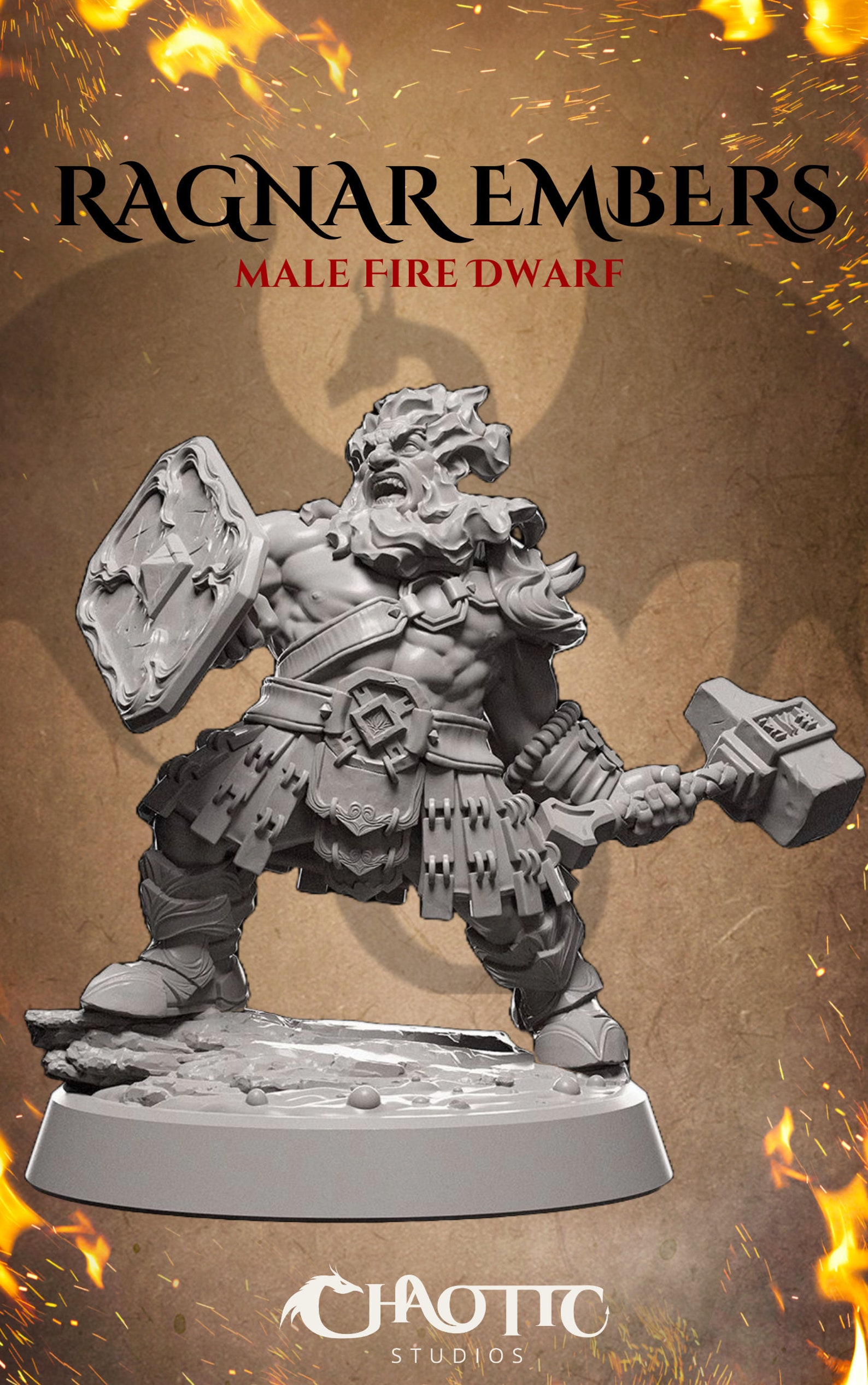 Ragnar Embers Male Dwarf Warrior Dnd 25mm Miniature TTRPG Mini Great GM ...