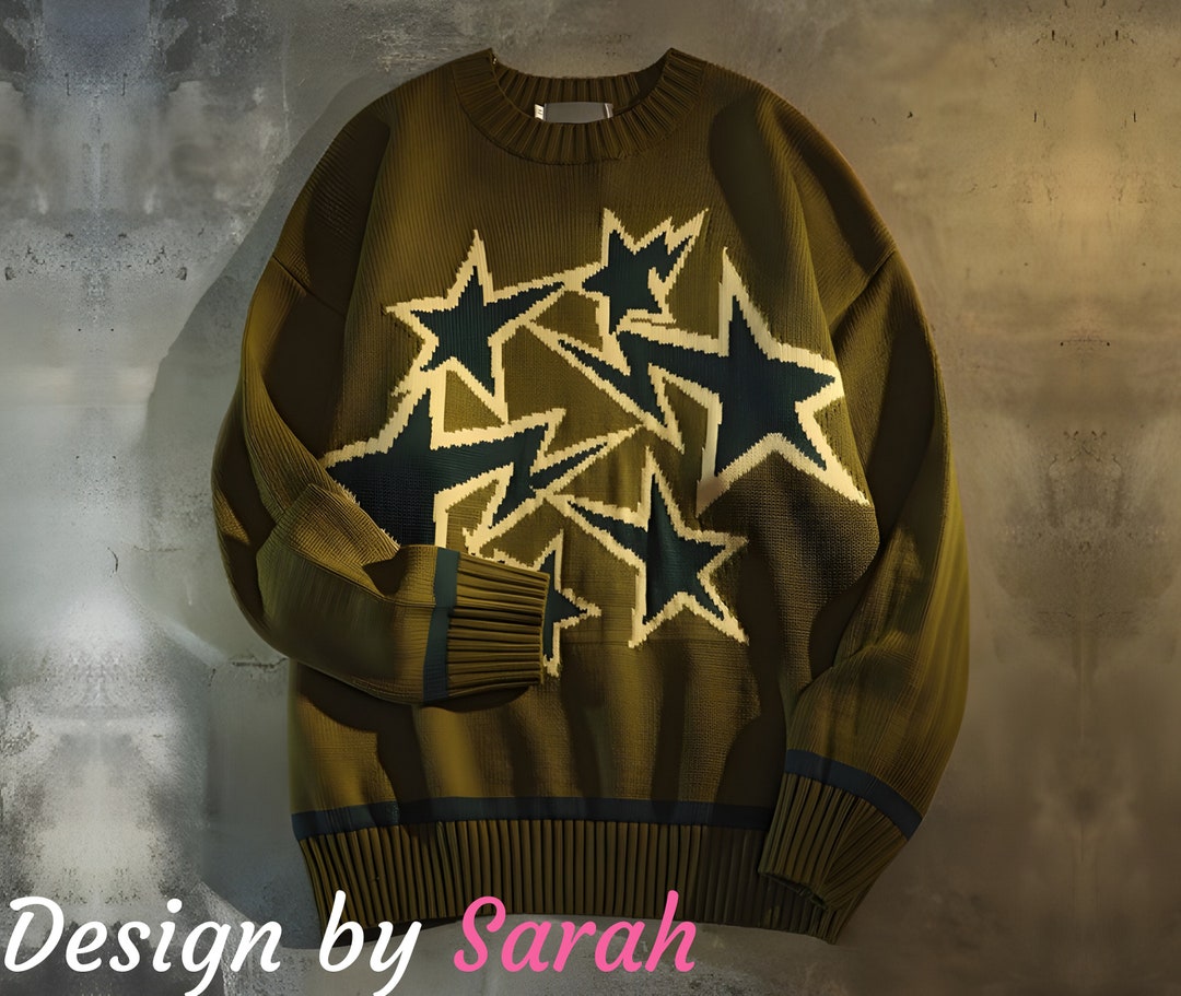 Y2K Retro High Street, Star Sweater Men & Women, Winter Loose Knitted ...