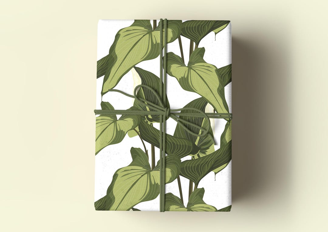 Tropical Green Leaf Premium Wrapping Paper, Houseplant Botanical Gift ...