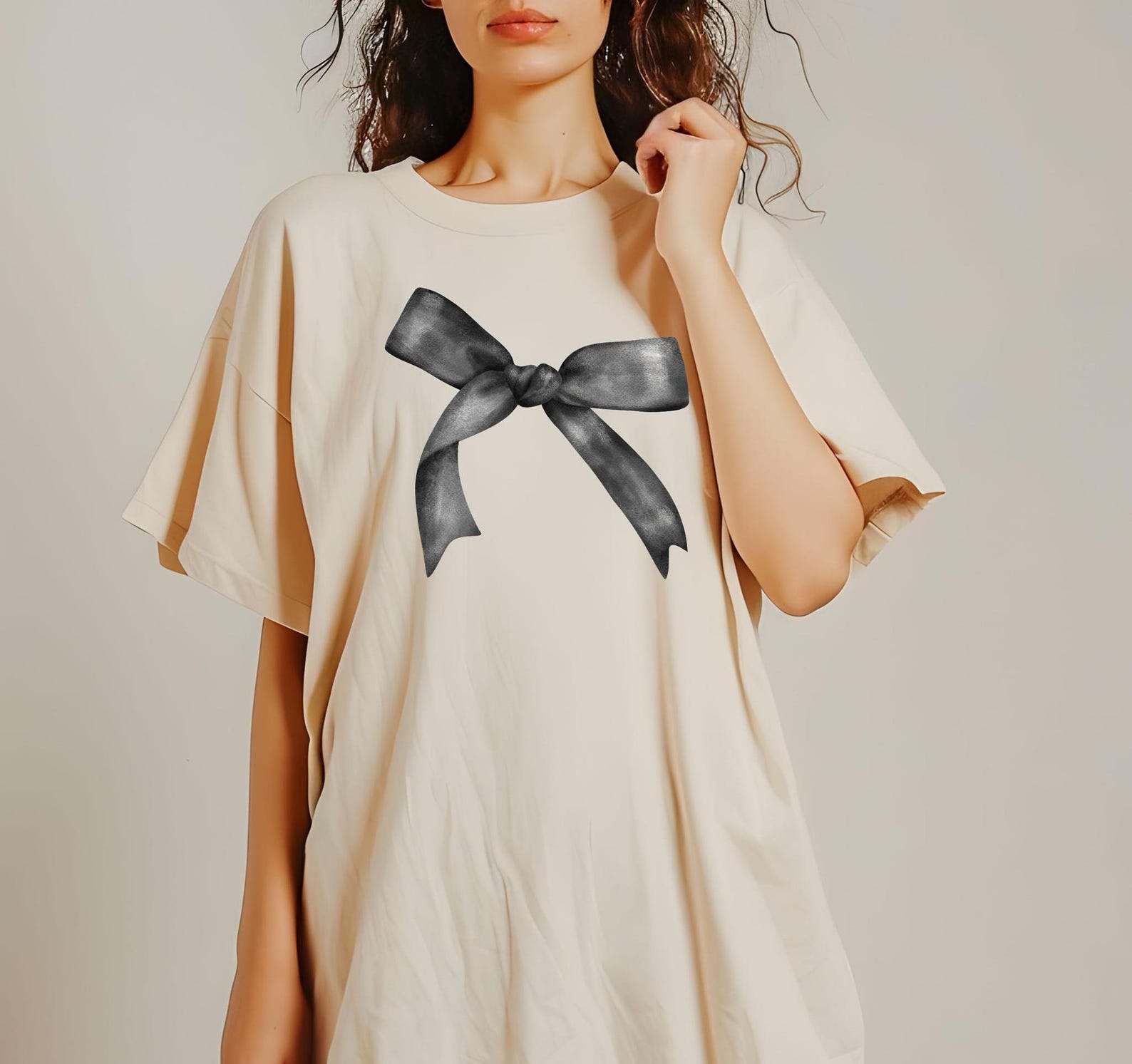 Girly Black Bow White T Shirt | Cute Bow Style Coquette Style Stylish ...