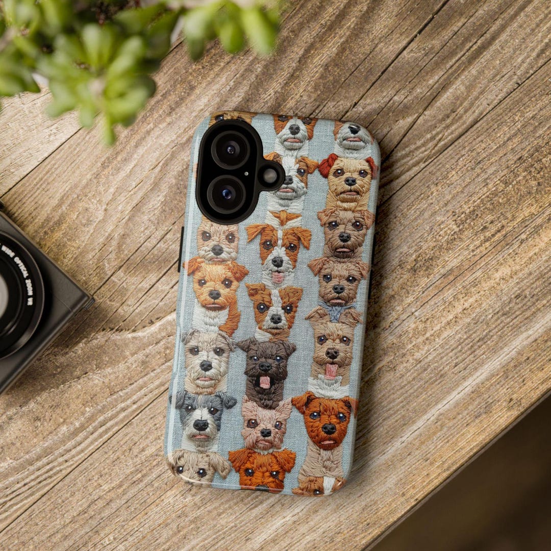 Rain of Terriers Embroidery Effect Cute Dogs Hard iPhone Case, Dog ...