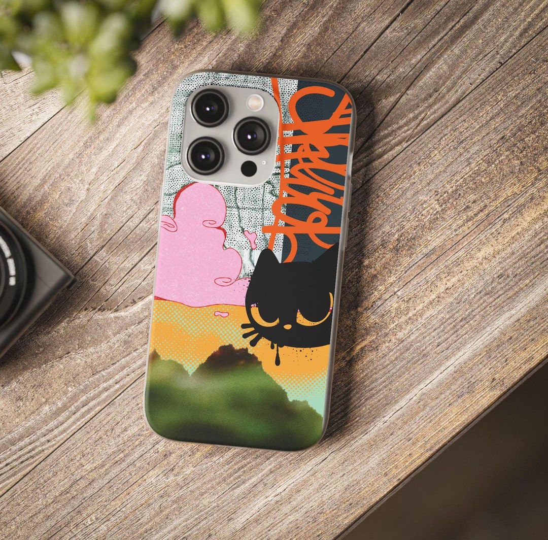 Black Kitty FLEXIBLE Graffiti Art Collage iPhone Case | Cute Kitty Cell ...