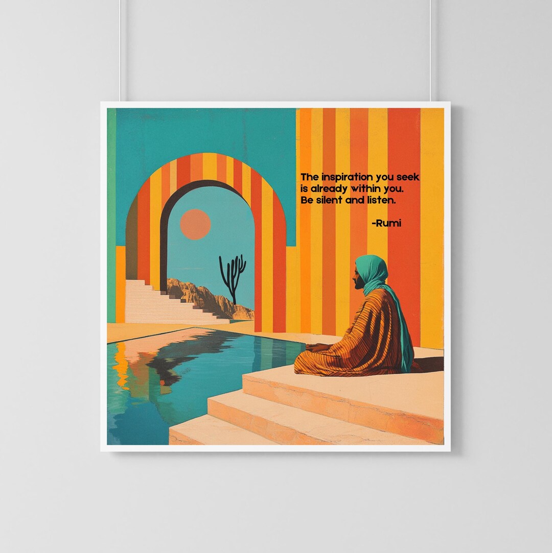 Rumi Quote Surreal Art Home Decor Poetry Wall Hanging | Sufi Mystic ...