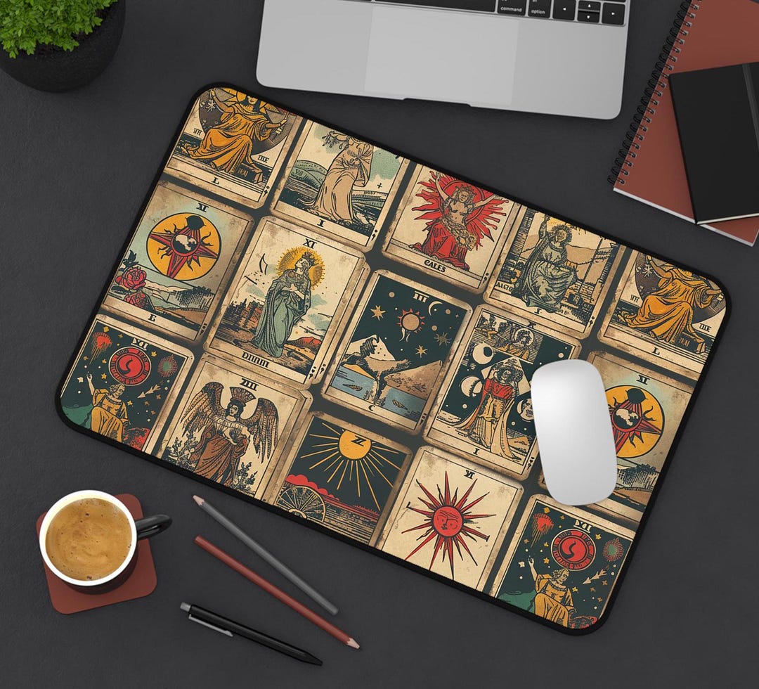Vintage Tarot Card Desk Mat Boho Tarot Gift Office Decor Coworker Gift ...