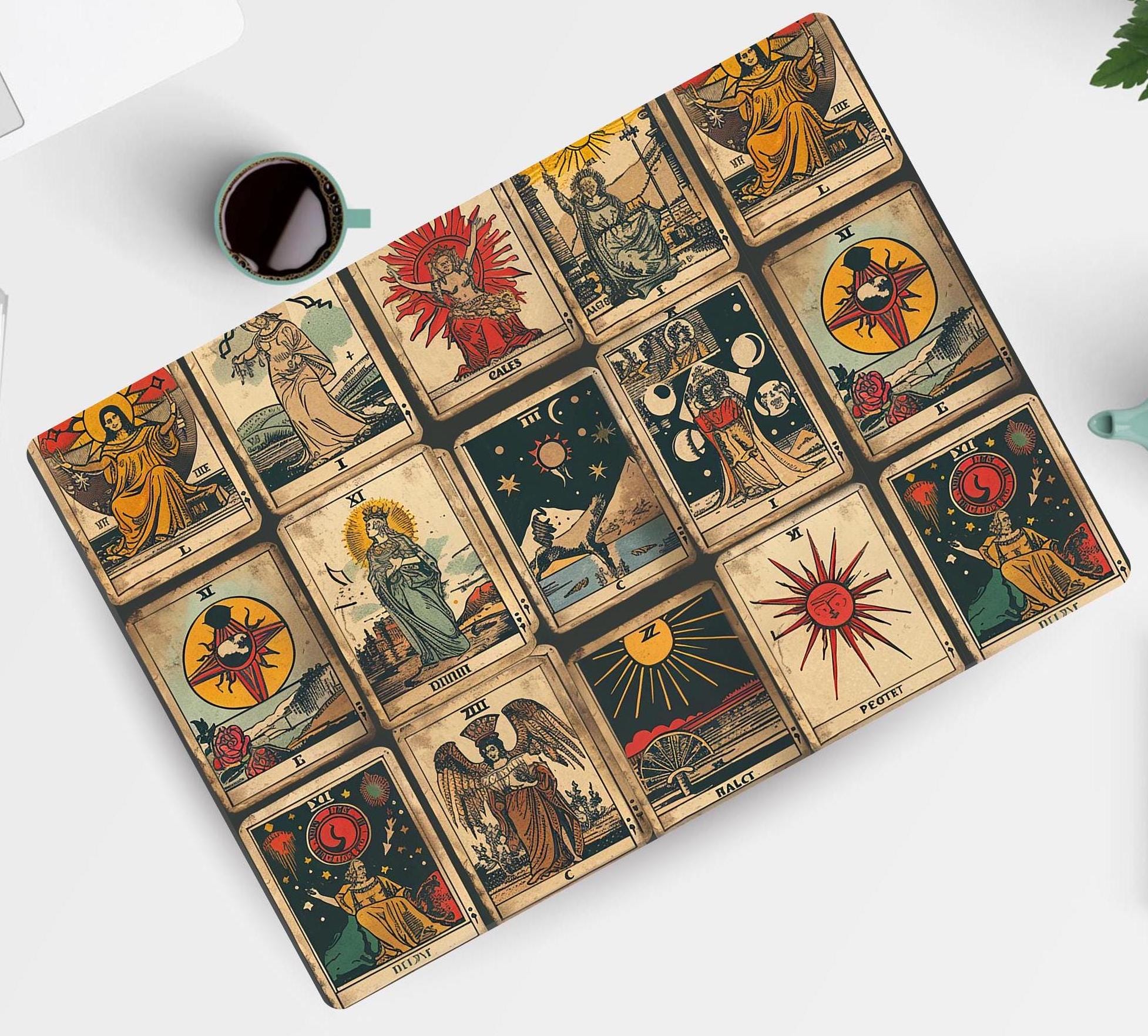 Vintage Tarot Card Desk Mat Boho Tarot Gift Office Decor Coworker Gift ...