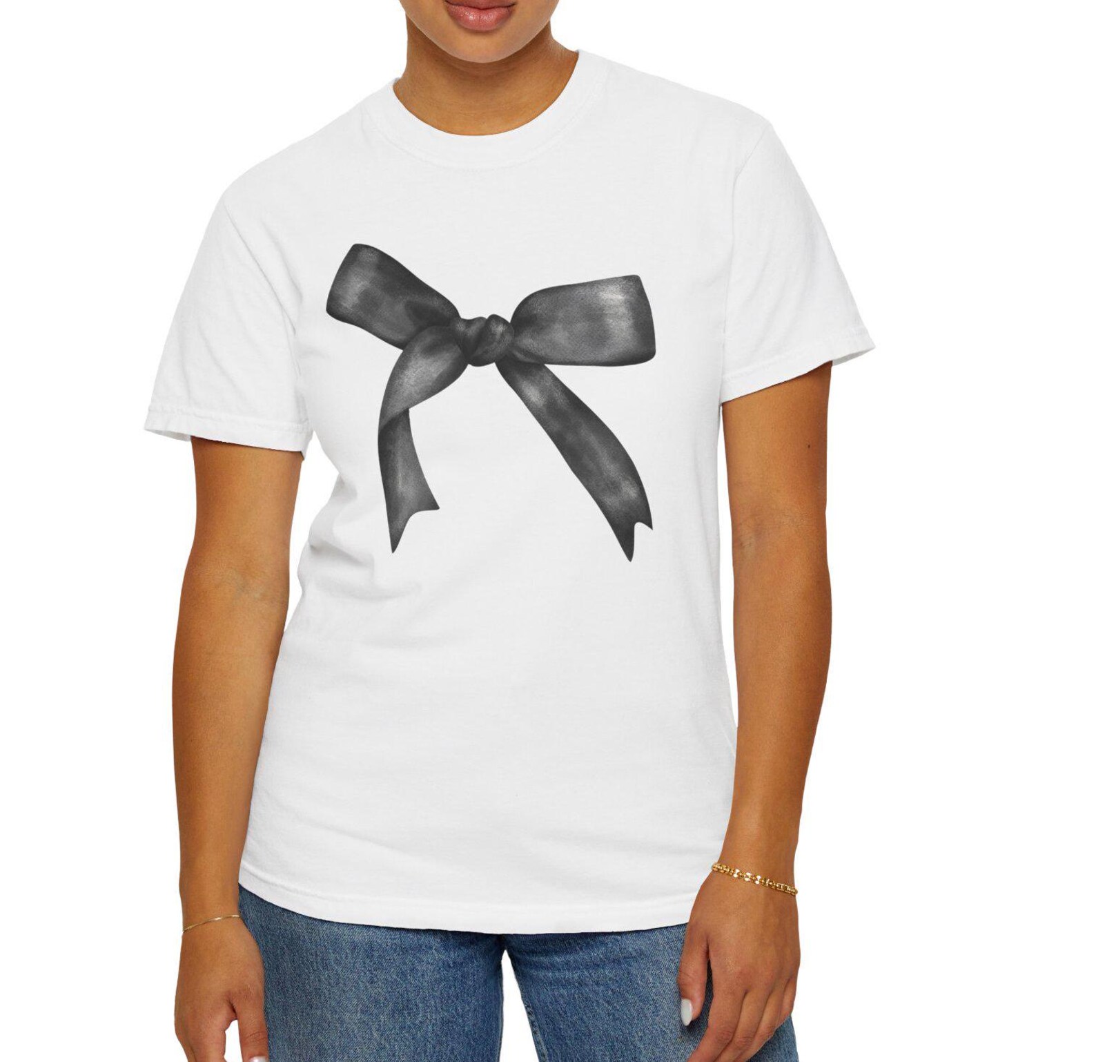 Girly Black Bow White T Shirt | Cute Bow Style Coquette Style Stylish ...