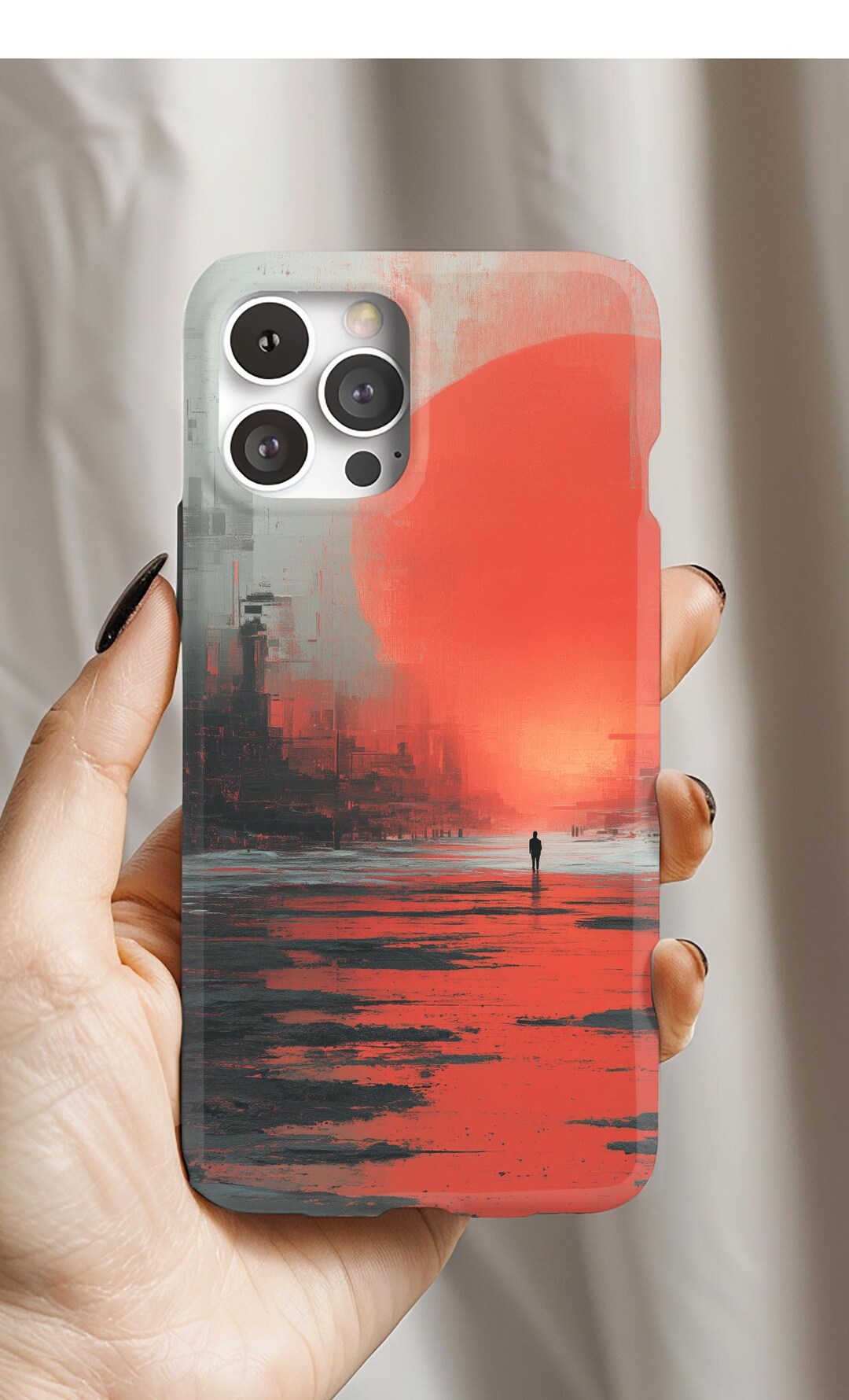 Red Sun Apocalypse Cityscape Glitch Art Vaporwave Samsung iPhone Case ...