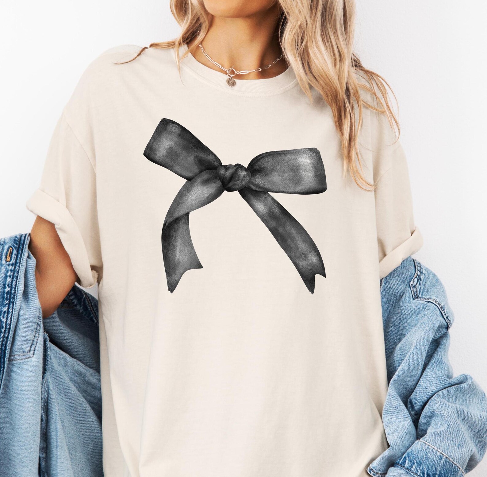 Girly Black Bow White T Shirt | Cute Bow Style Coquette Style Stylish ...