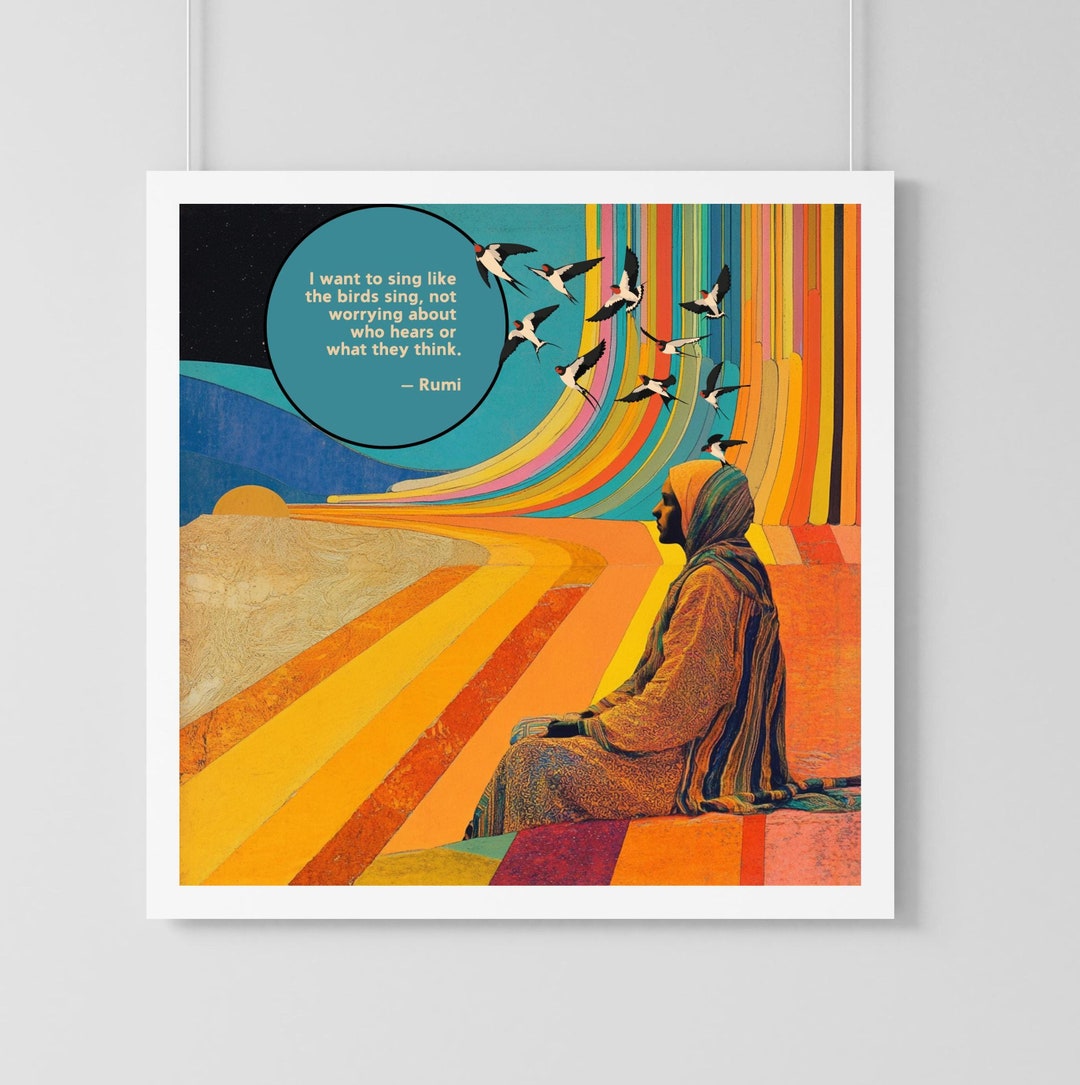 Rumi Quote Surreal Collage Art Home Decor Wall Hanging | Sufi Mystic ...