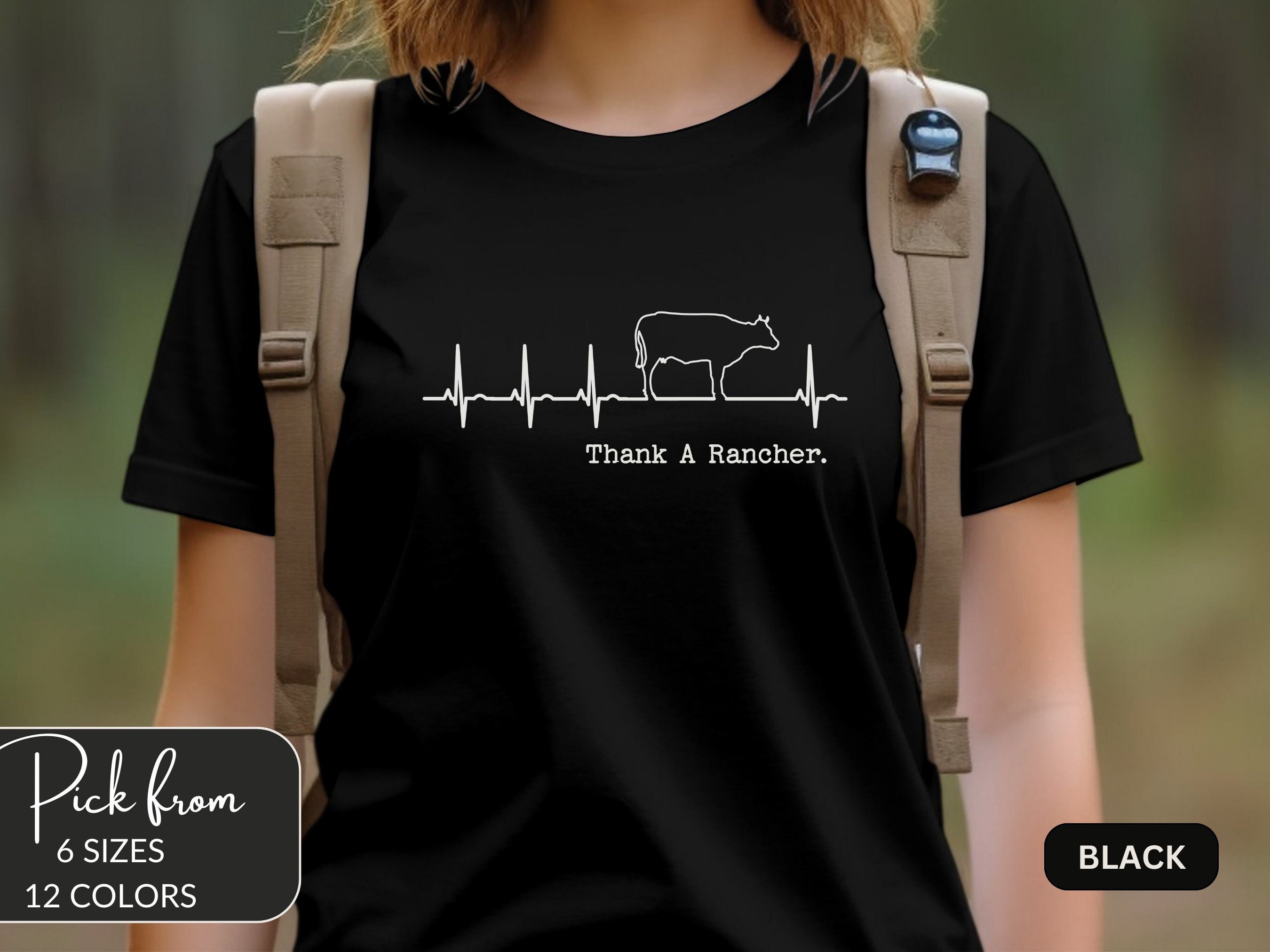 EKG Shirt Thank A Rancher Shirt Rodeo Shirt Coastal Cowgirl - Etsy