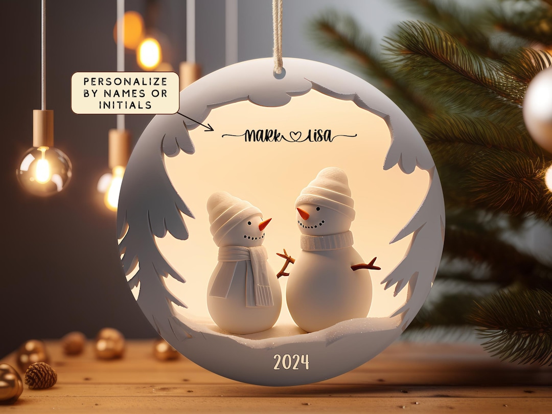 Personalized Snowman Couples Ornament First Christmas Together Ornament ...