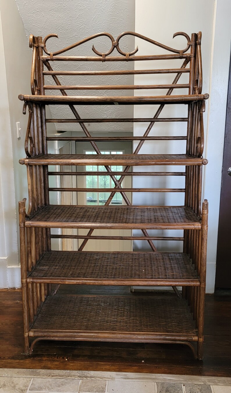 VTG Bamboo & Rattan Bakers Rack/plant Stand - Etsy